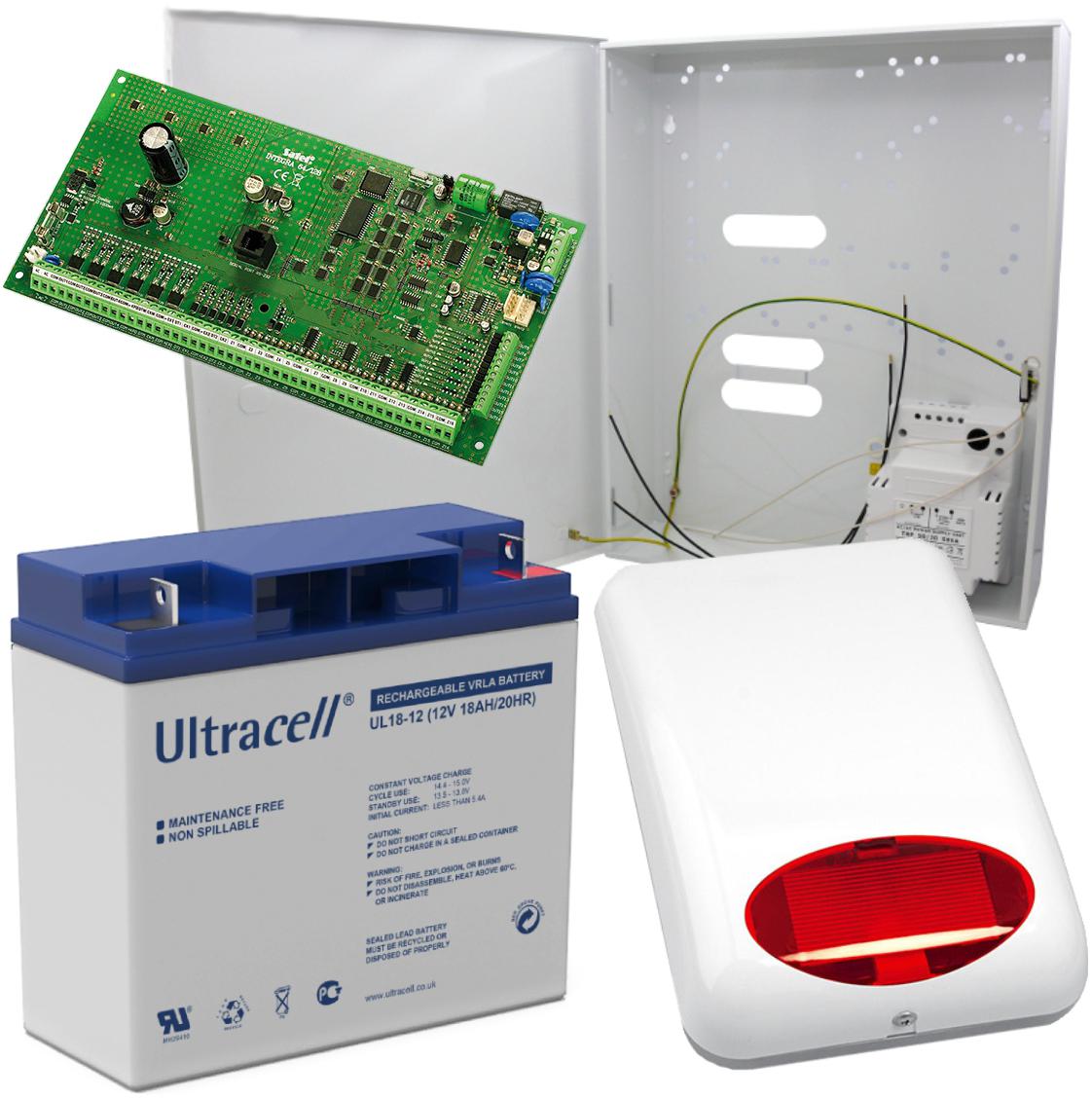 ZESTAW SATEL INTEGRA 64 PŁYTA, AKUMULATOR ,SYGNALIZATOR, TRANSFORMATOR, OBUDOWA | Hurton.pl